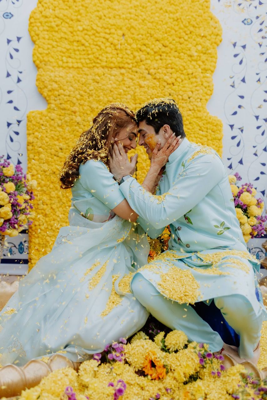 The Trending 2026 Haldi Aesthetic: Powder Blue! | WedMeGood