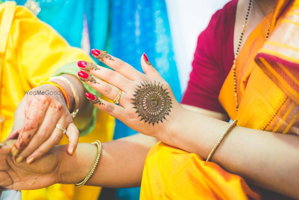 Photo of Sun Mehendi Motif on Back of Hand
