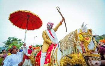 Photo of Decorated rickshaw prop Photo Booth for mehendi