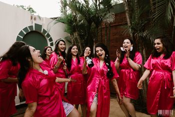 Photo of A bride on her haldi function with her bridesmaids