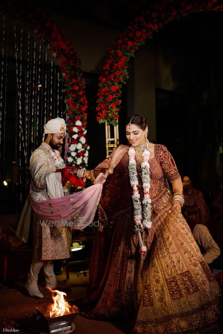 Photo of bright pink and light blue theme mehendi decor seating idea ...