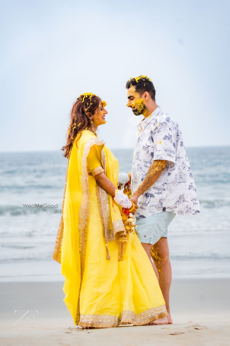 Photo of Bride and groom on haldi