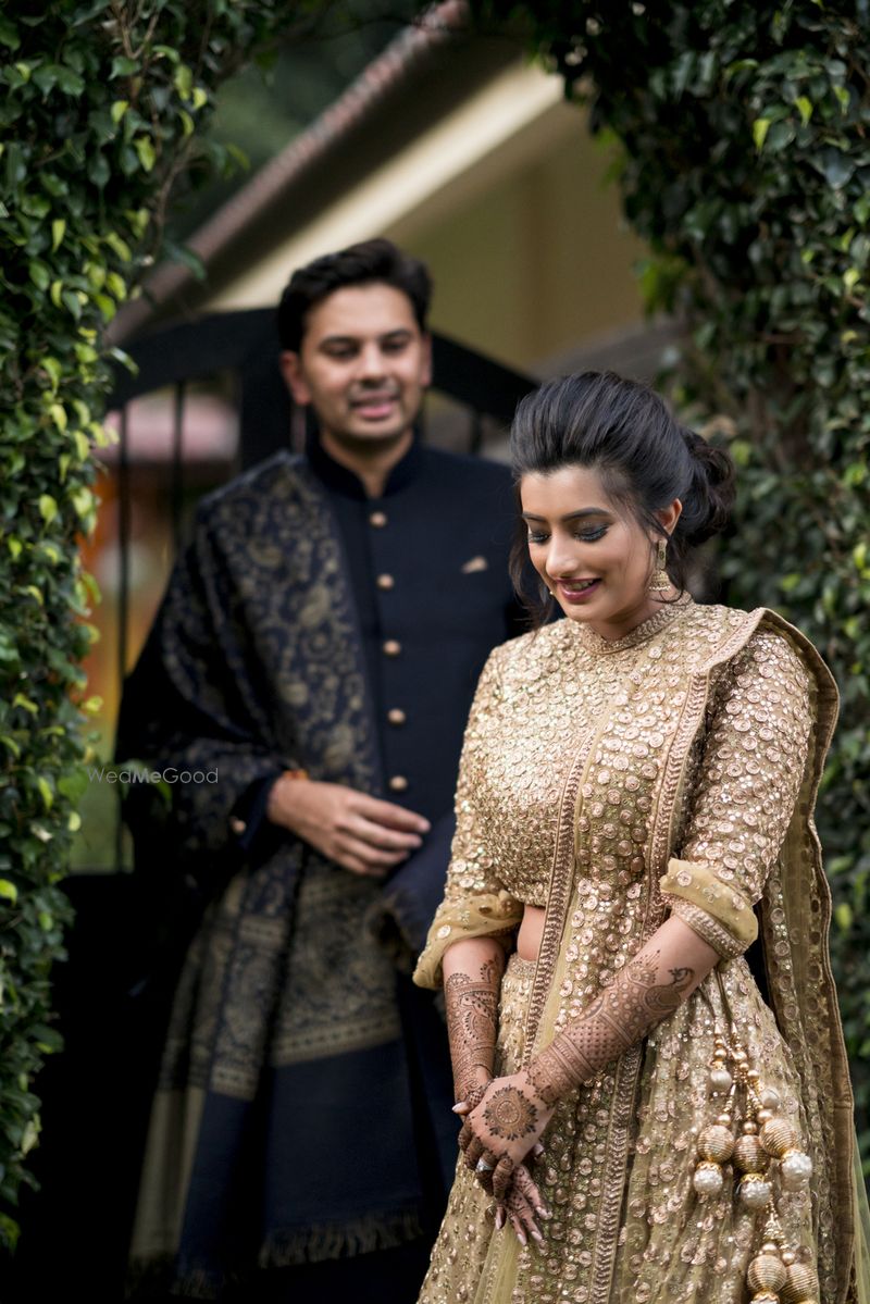 Photo of Couple in contrasting outfits