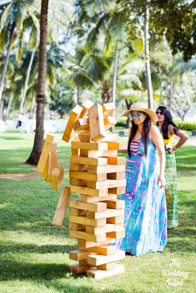 Photo of Giant jenga idea for backyard engagement