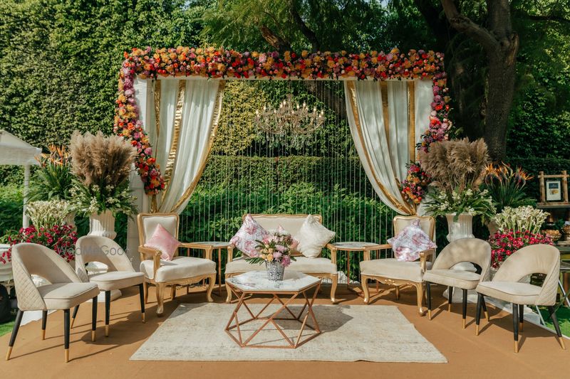 Photo of intimate outdoor mehndi decor