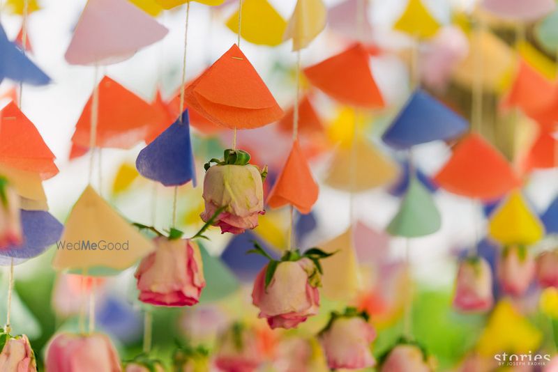 Photo of Quirky wedding decor with paper strings