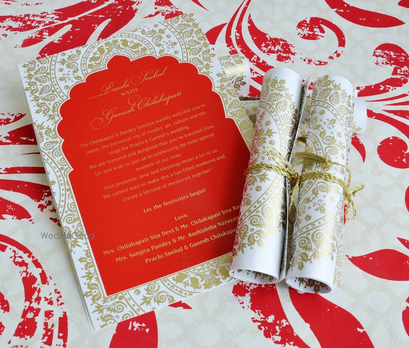 Photo of Red, White and Gold Invitation Cards