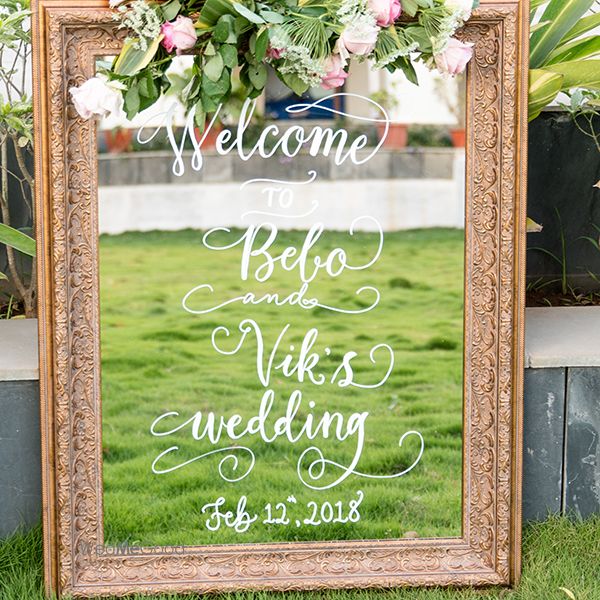Photo of Welcome mirror sign for entrance decor
