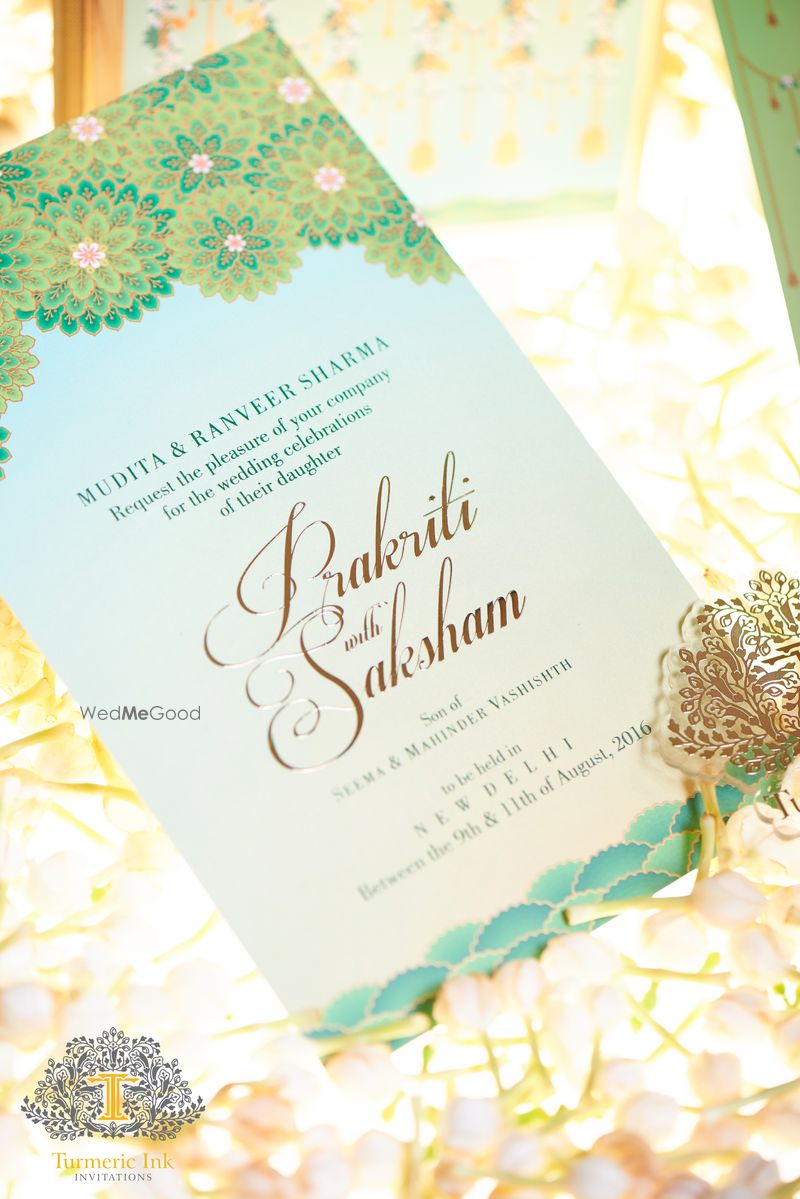 Photo of Light green and mint modern wedding card