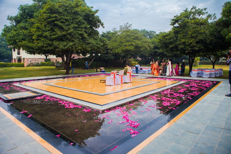 Photo of pool side party decor pool side mehendi