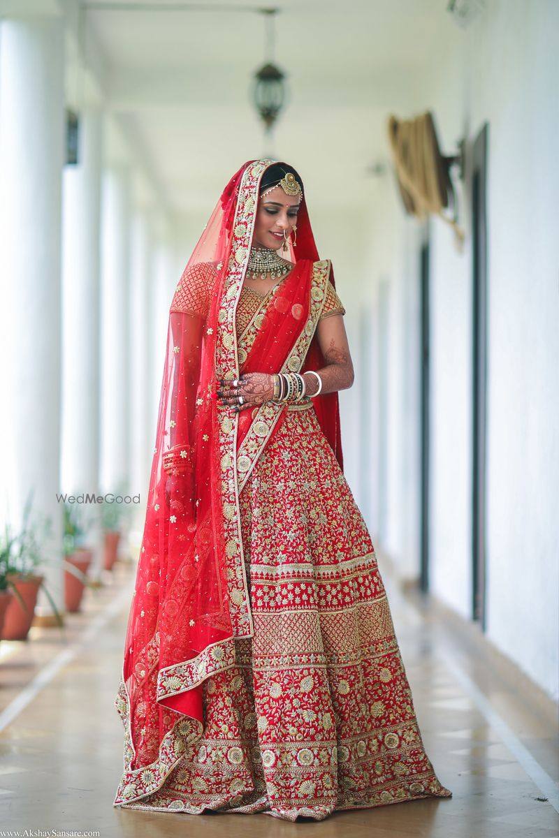 Photo of Modern floral embroidery bridal lehenga