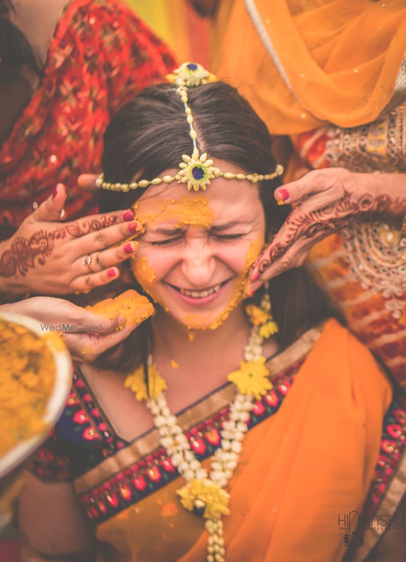 Photo of Fun haldi day picture of bride to be
