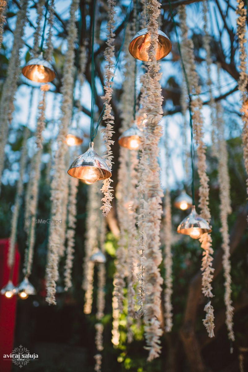 Photo of Floral Hanging Decor with Bulbs