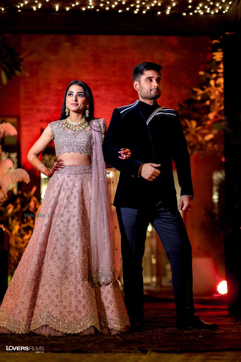 Photo of engagement or sangeet couple portrait