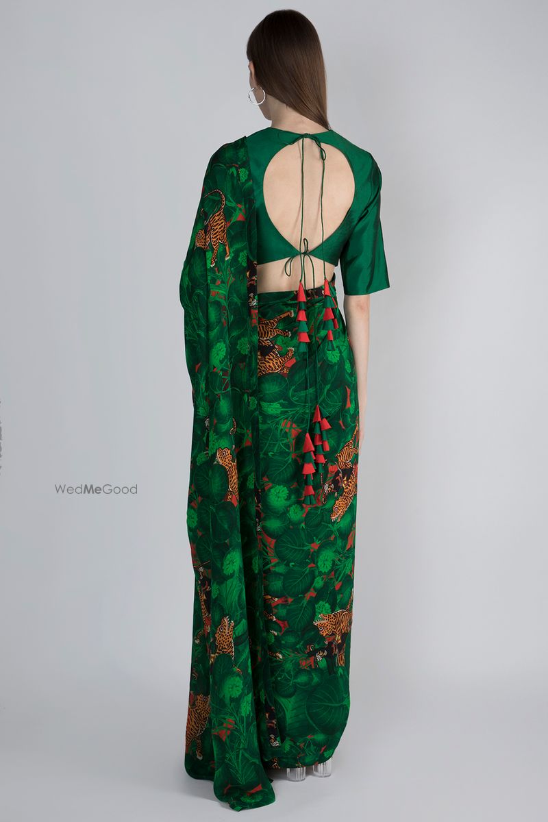 Emerald jungle print saree by House of Masaba