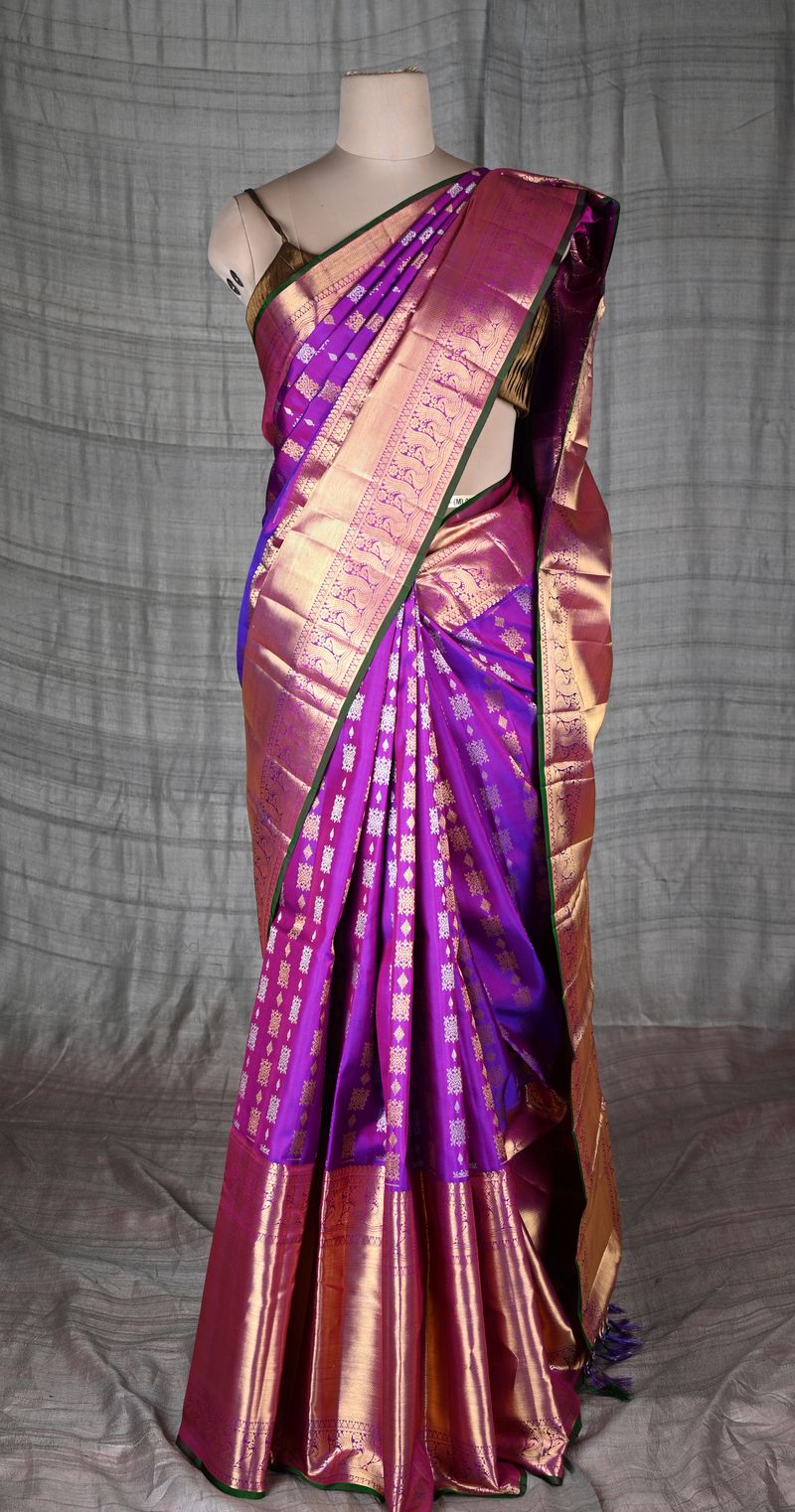 Ultra violet pure silk kanjeevaram saree by Sailesh Singhania