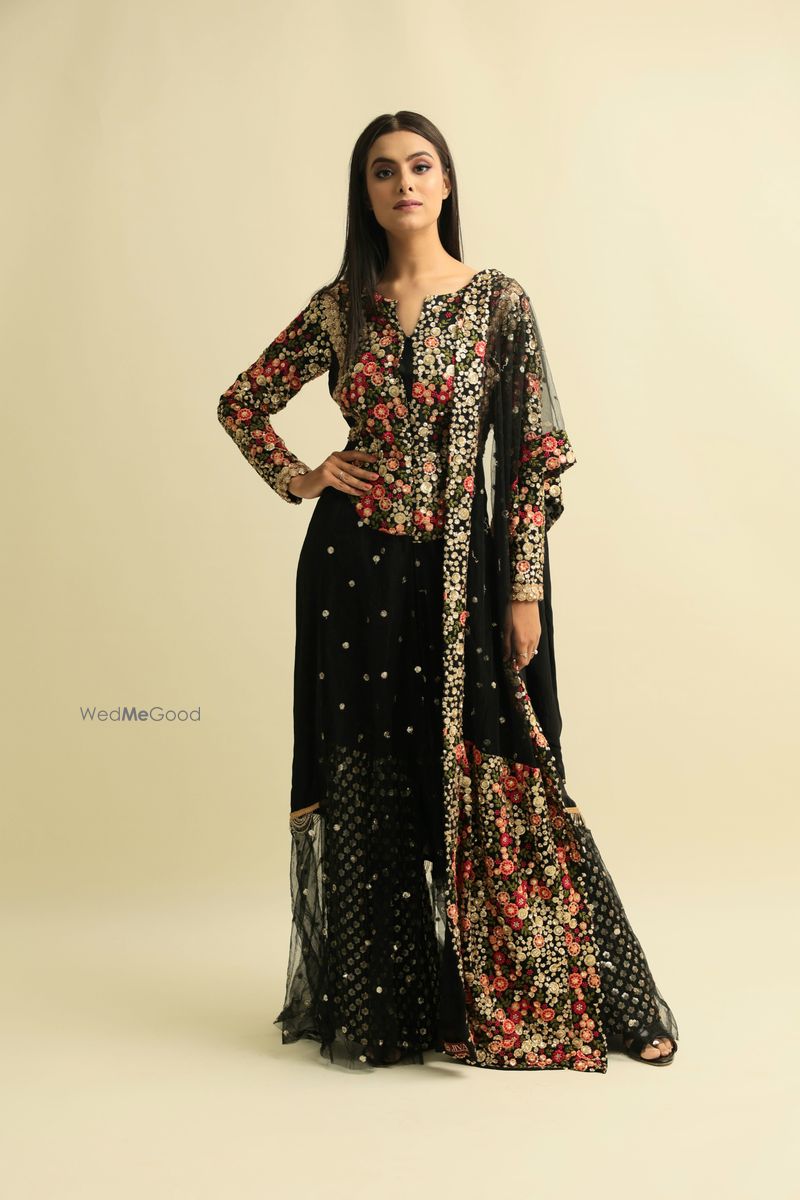 Black Garara with embroidered heavy work