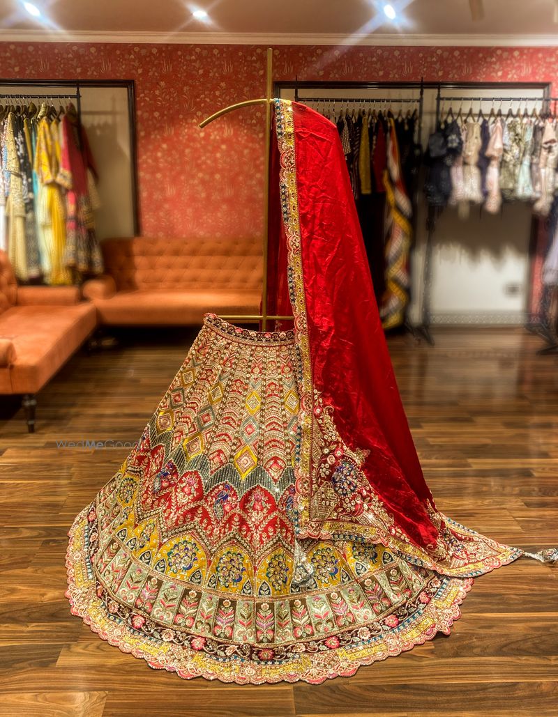 The multi colour lehenga with handwork is the epitome of elegance. This ...